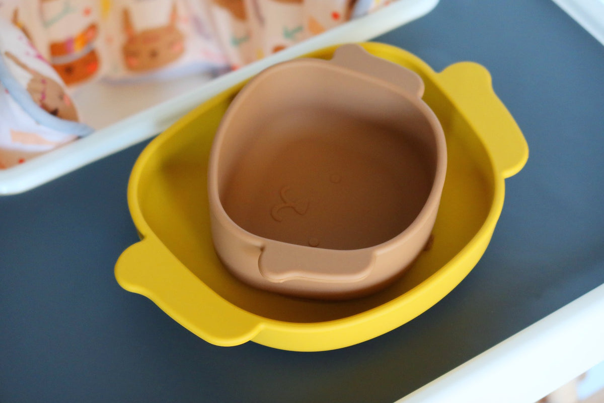 Silicone Dog Shaped Suction Plate - Mustard – Kalea